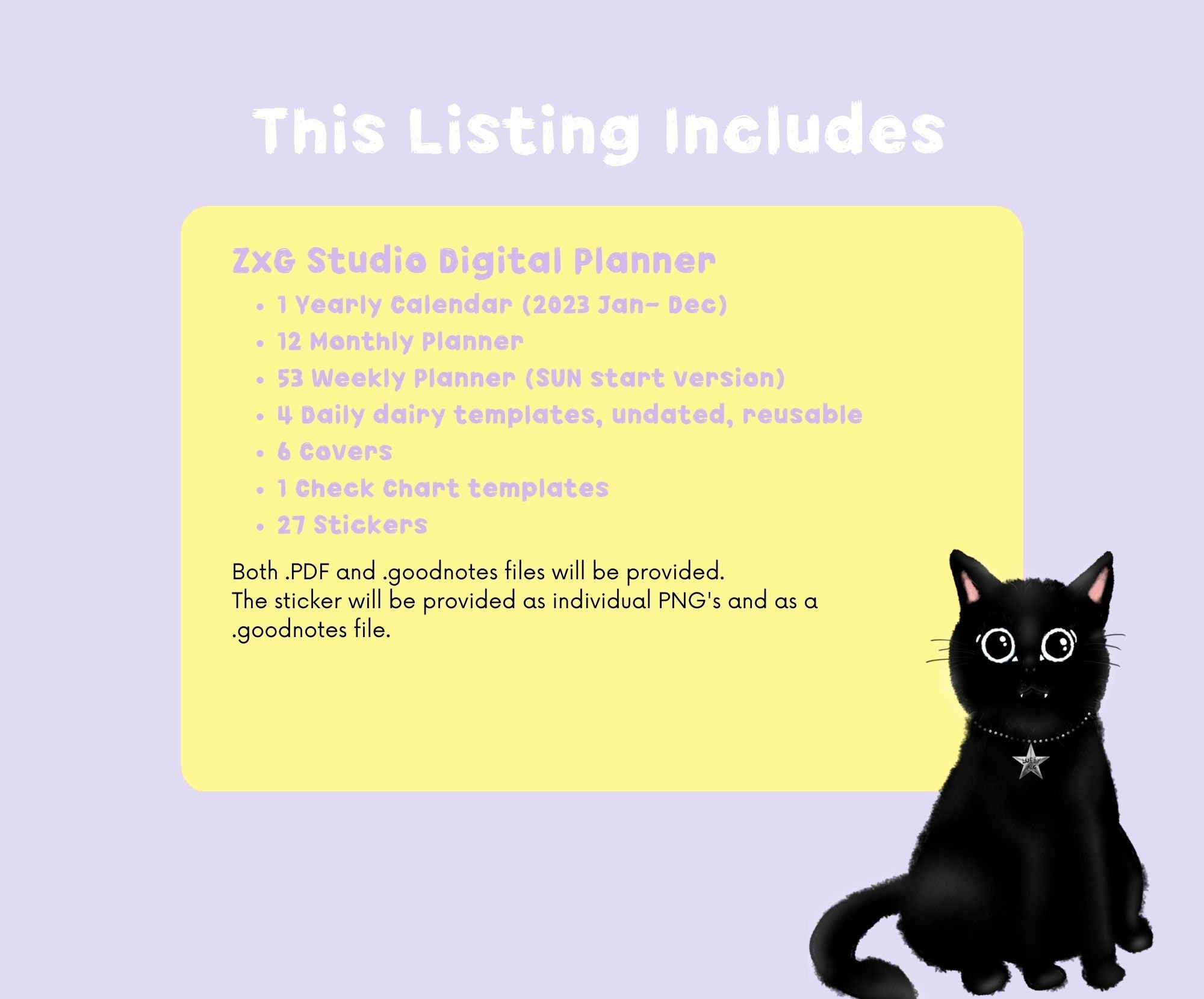 Black Cat Super Cute Kawaii Daily Life Planner 2023 Digital Planner ...