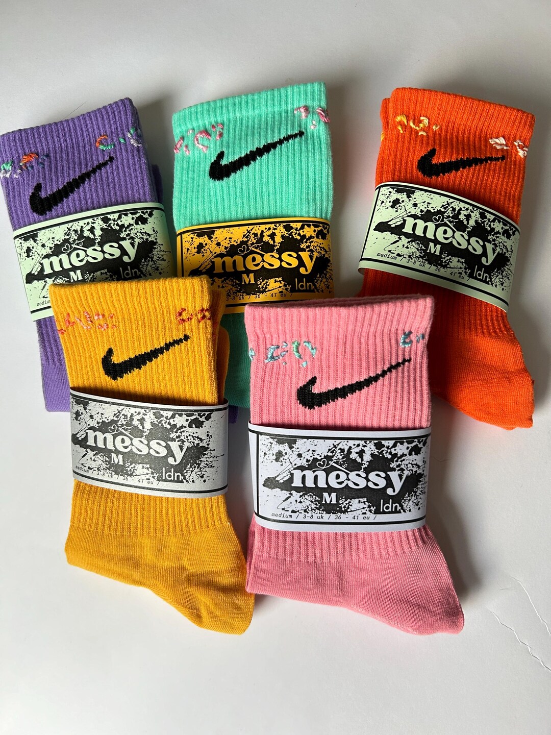 Medium Embroidered Crew Socks - Etsy
