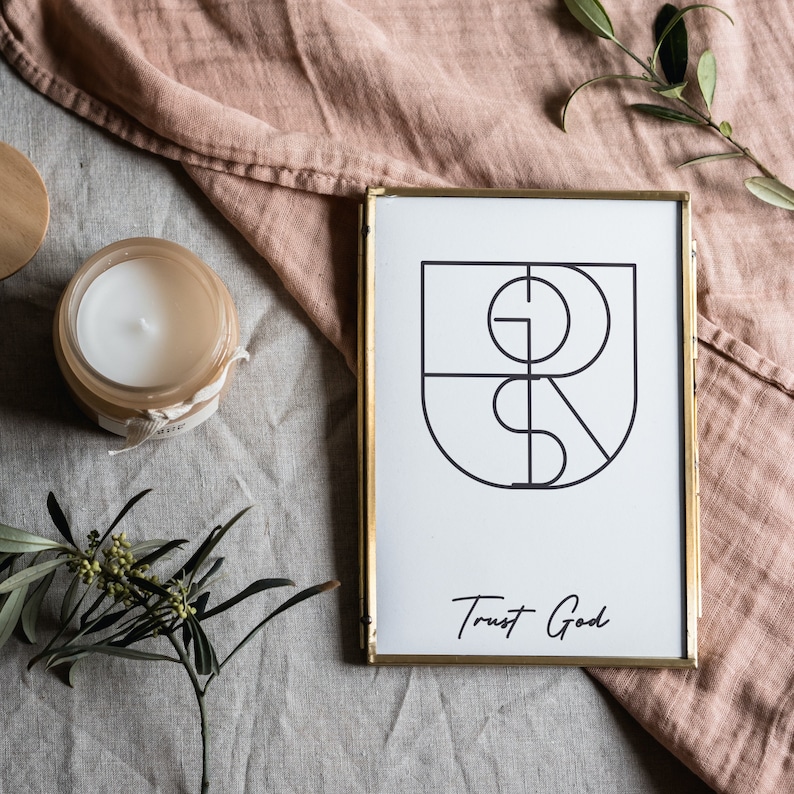 Spiritual Poster, Trust God, Wall Art Digital Download. Modern Wall Art ...