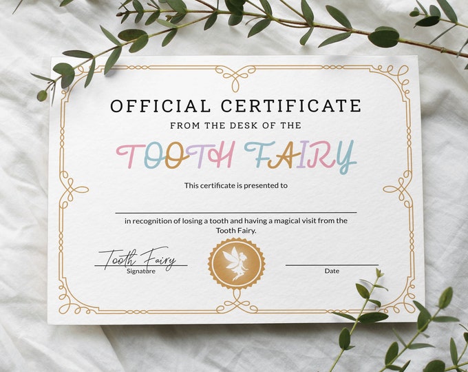 Boy Tooth Fairy Certificate for First Tooth and Printable Tooth Chart ...