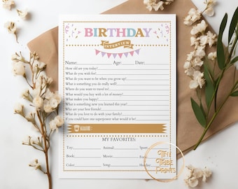 Printable Kids Birthday Interview, Annual Kid Interview, Birthday ...