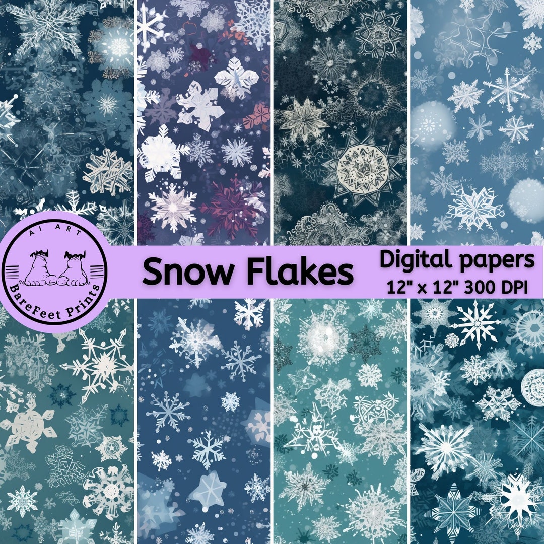Snowflake Winter Seamless Pattern Pack, 8 Unique Designs in High ...