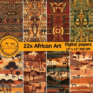 African Art Digital Paper Bundle With 22 Seamless Patterns, High ...