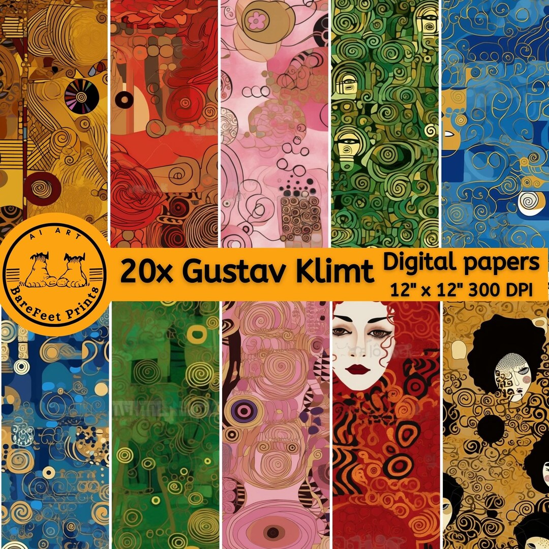 Gustav Klimt Seamless Pattern Pack, 20 Unique Designs in High ...