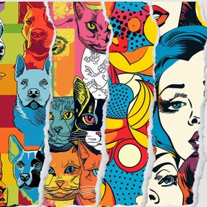 Pop Art Seamless Pattern Pack, 8 Unique Designs in High Resolution ...