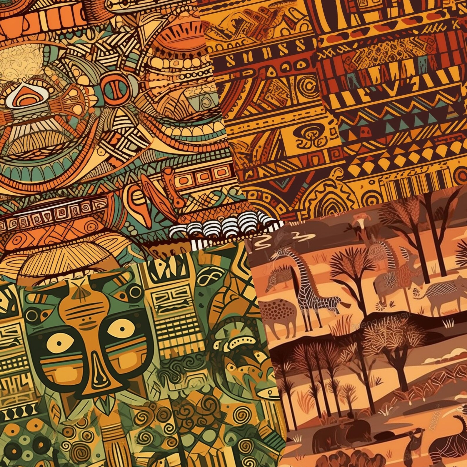 African Art Digital Paper Bundle With 22 Seamless Patterns, High ...