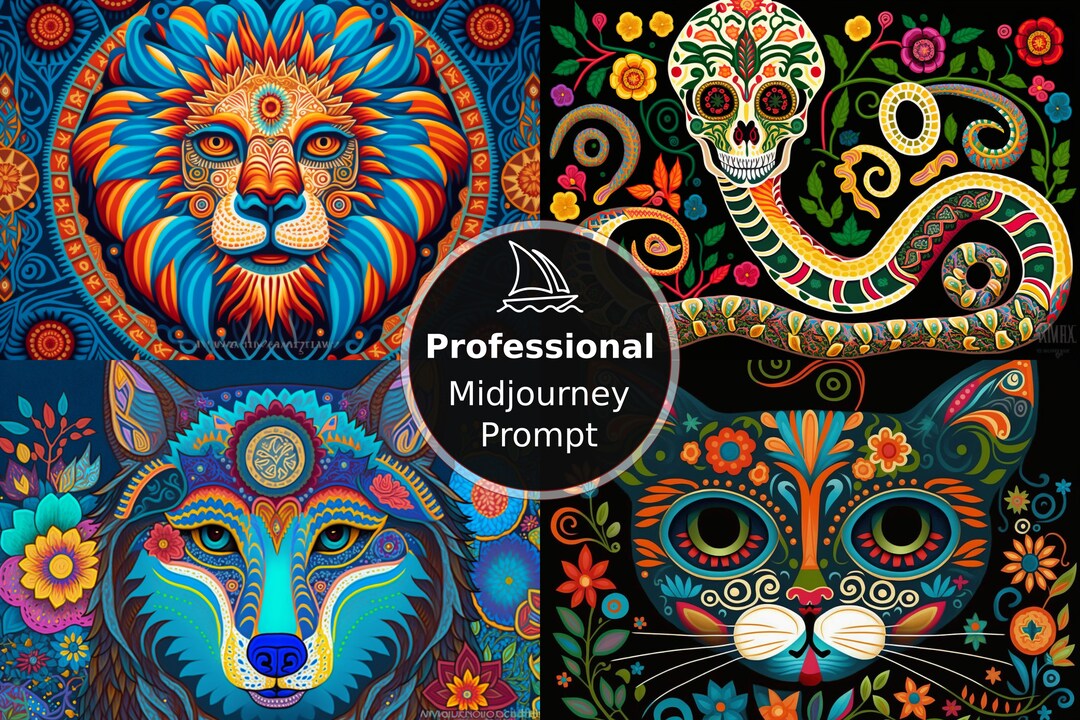 Midjourney Prompt, Create Colorful Sugar Skull Animal Portraits, Day of ...