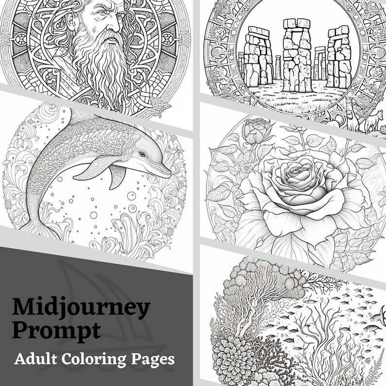 Midjourney Prompt, Create Detailed Adult Coloring Pages, Professional ...