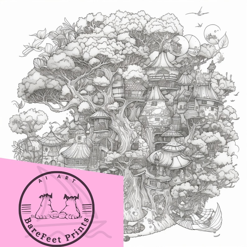 Detailed Enchanted Forest Adult Coloring Pages Midjourney - Etsy