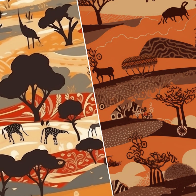 African Art Digital Paper Bundle With 22 Seamless Patterns, High ...