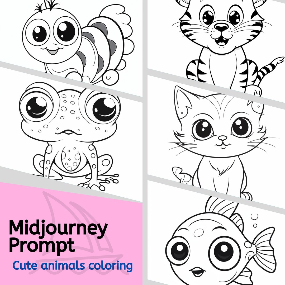 Midjourney Prompt, Create Cute Animal Coloring Pages, Professional ...