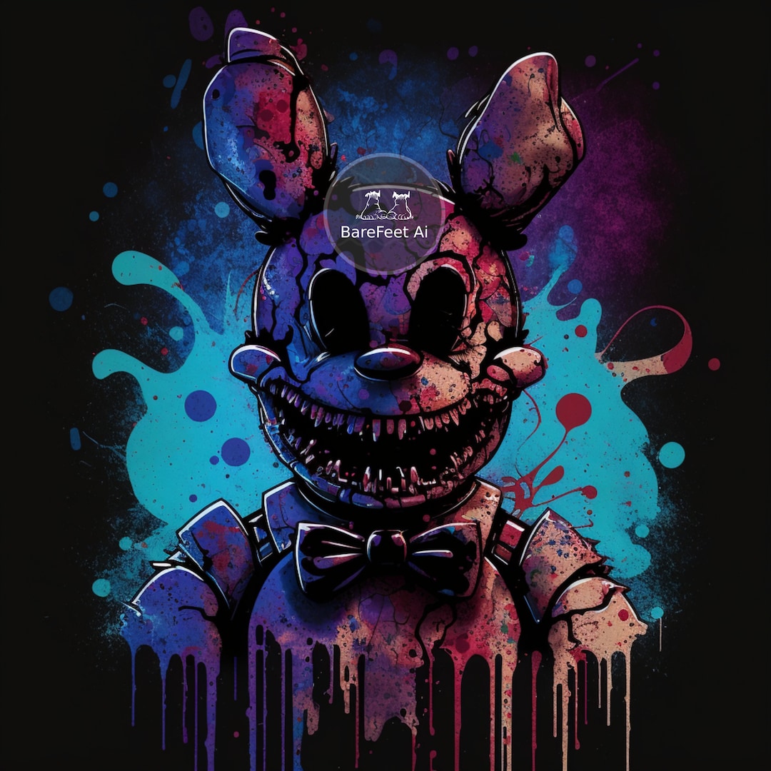 Five Nights at Freddie's Bonnie Splatter Paint Style, FNAF, AI ...