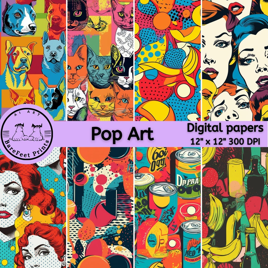 Pop Art Seamless Pattern Pack, 8 Unique Designs in High Resolution ...