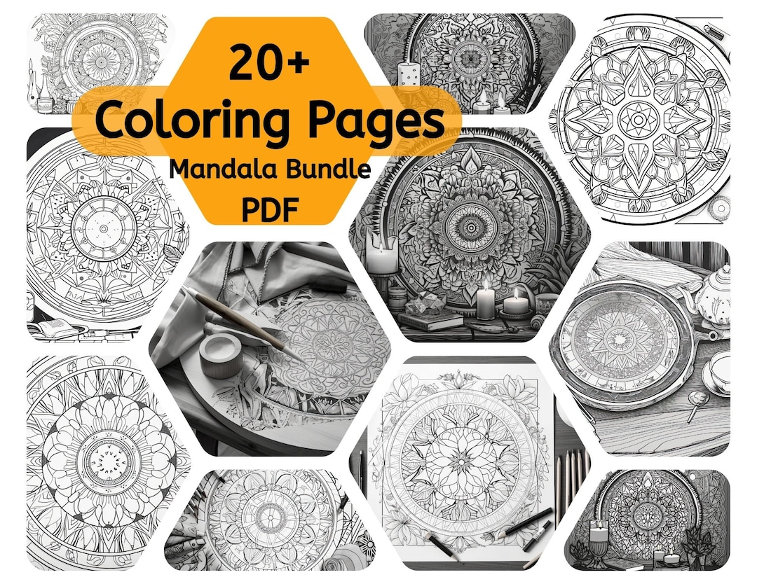 Mandala Pattern Coloring Page Bundle, PDF Ready to Print, Professional ...