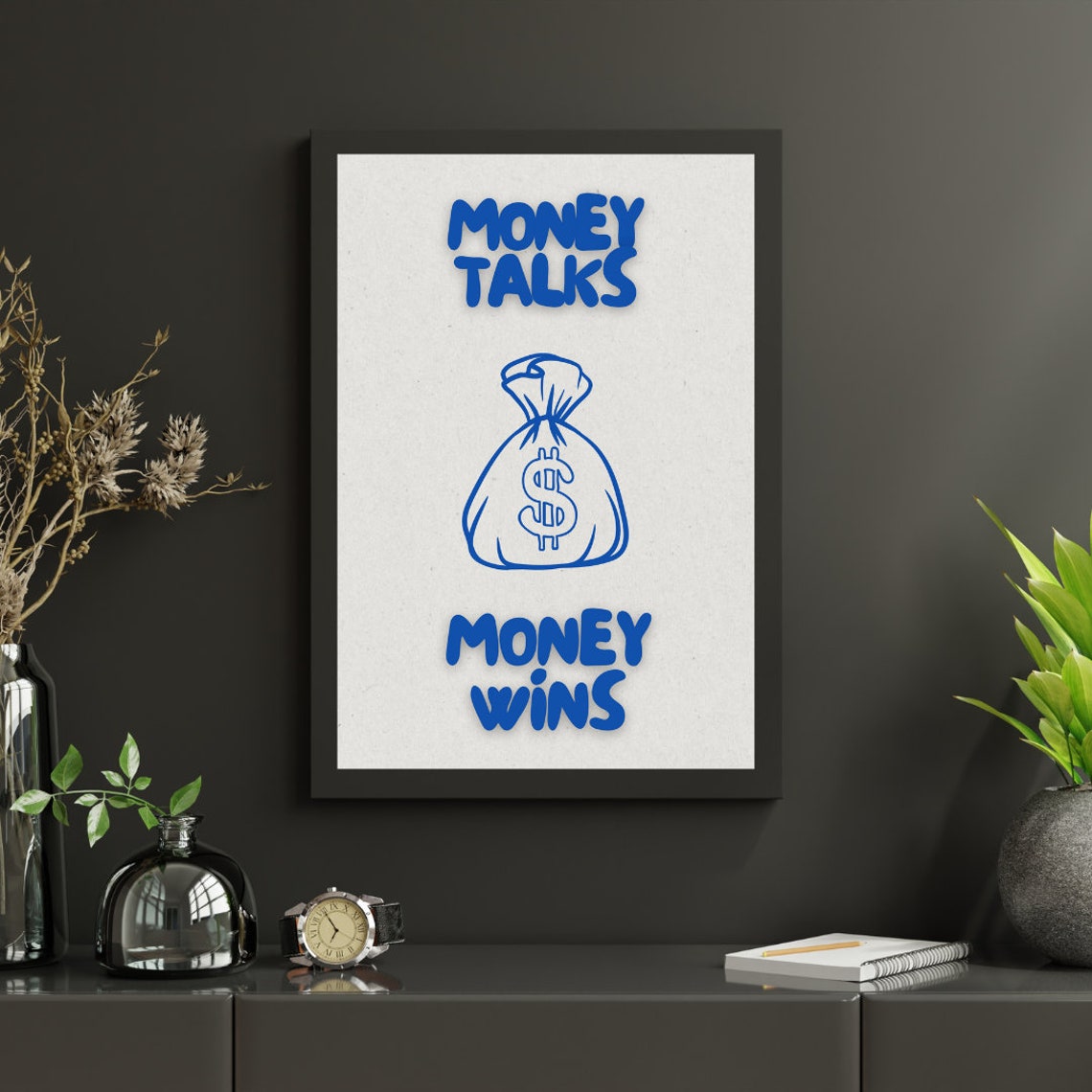 Money Bag Office Decorer Poster, Room Sets Print Decorating Wall Arts ...