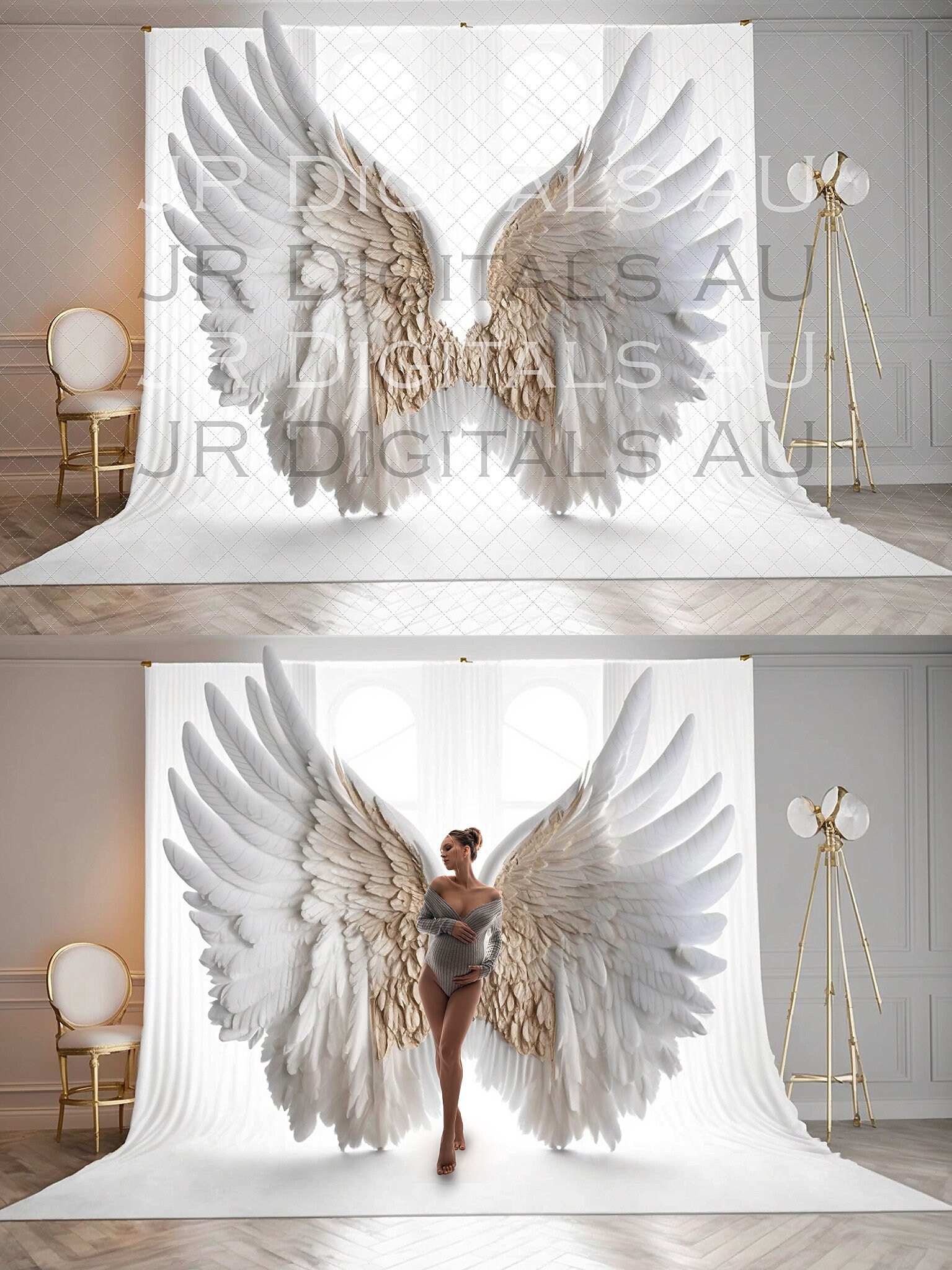OPENING SALE 10 X Heavenly White & Gold Angel Wing Digital Backdrops ...