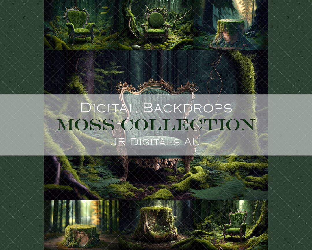 BIRTHDAY SALE!!! 7 X Moss Chair and Tree Stump Digital Backdrops ...