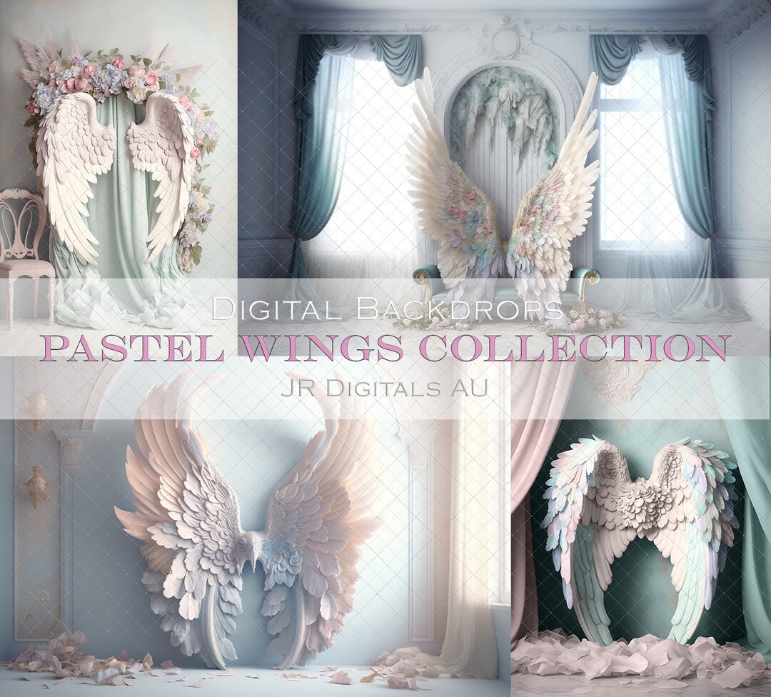 OPENING SALE!!! 4 X Stunning Pastel Angel Wings Digital Backdrops ...