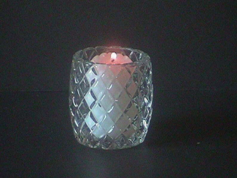 Vintage Diamond Pattern, Cut Glass, Votive Tealight Candle Holders by ...