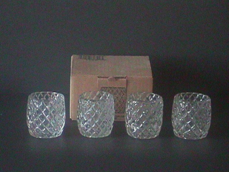 Vintage Diamond Pattern, Cut Glass, Votive Tealight Candle Holders by ...