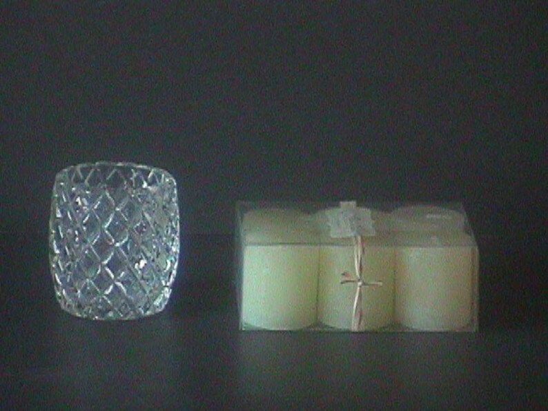 Vintage Diamond Pattern, Cut Glass, Votive Tealight Candle Holders by ...