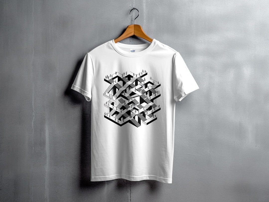 M.C. Escher Surreal Morphing Geometric T-shirt - Etsy
