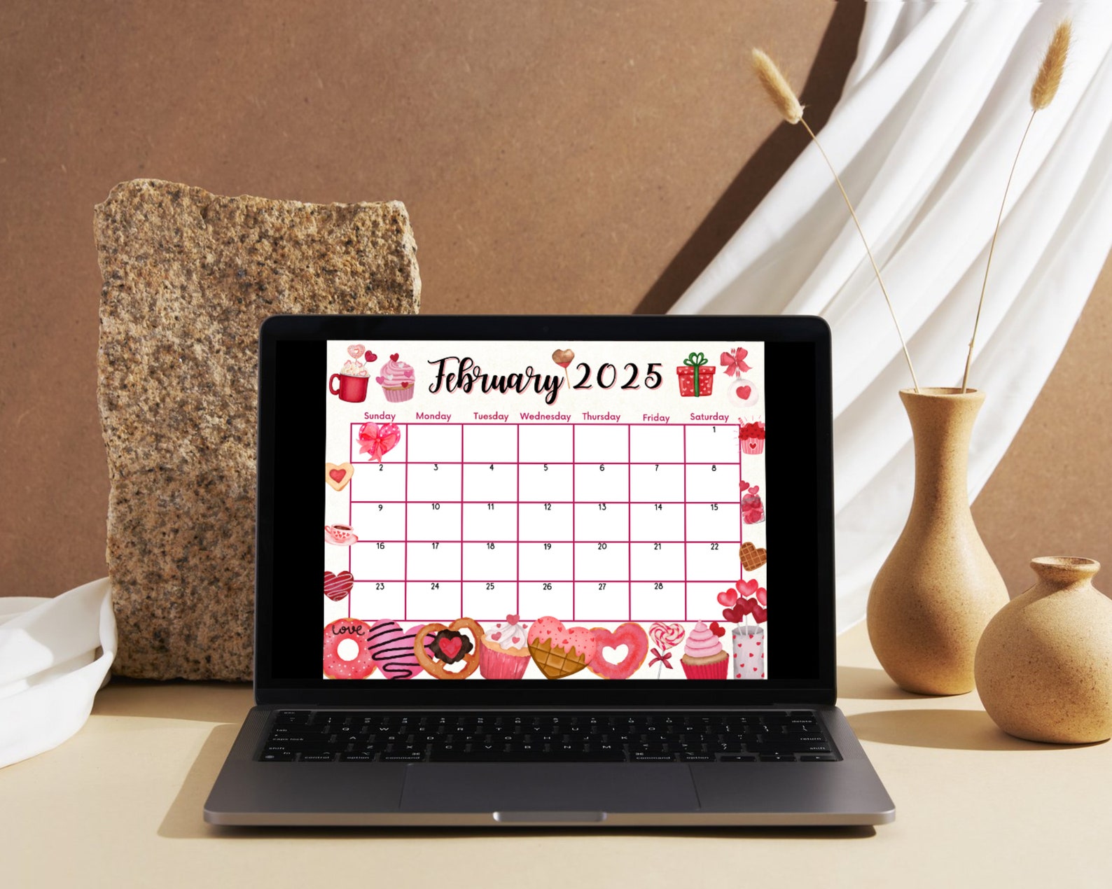 Editable Fillable February 2025 Calendar for Valentine’s Day, Printable ...