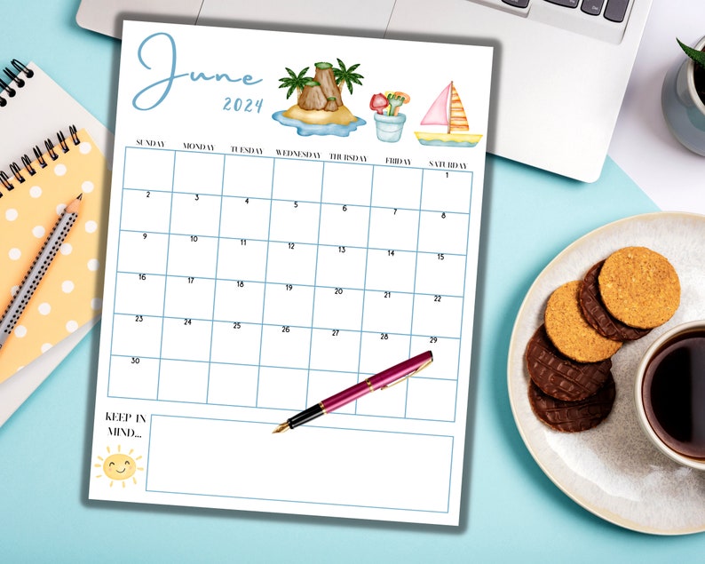 EDITABLE June 2024 Calendar, Printable Classroom Planner, Landscape ...