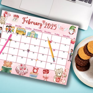 Editable Fillable February 2025 Calendar for Valentine’s Day, Printable ...