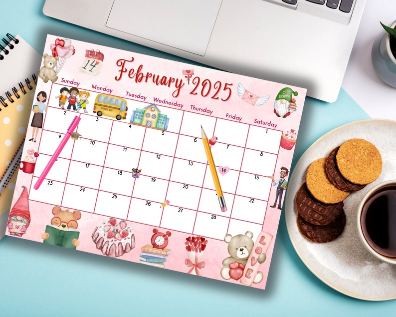 Editable Fillable February 2025 Calendar for Valentine’s Day, Printable ...