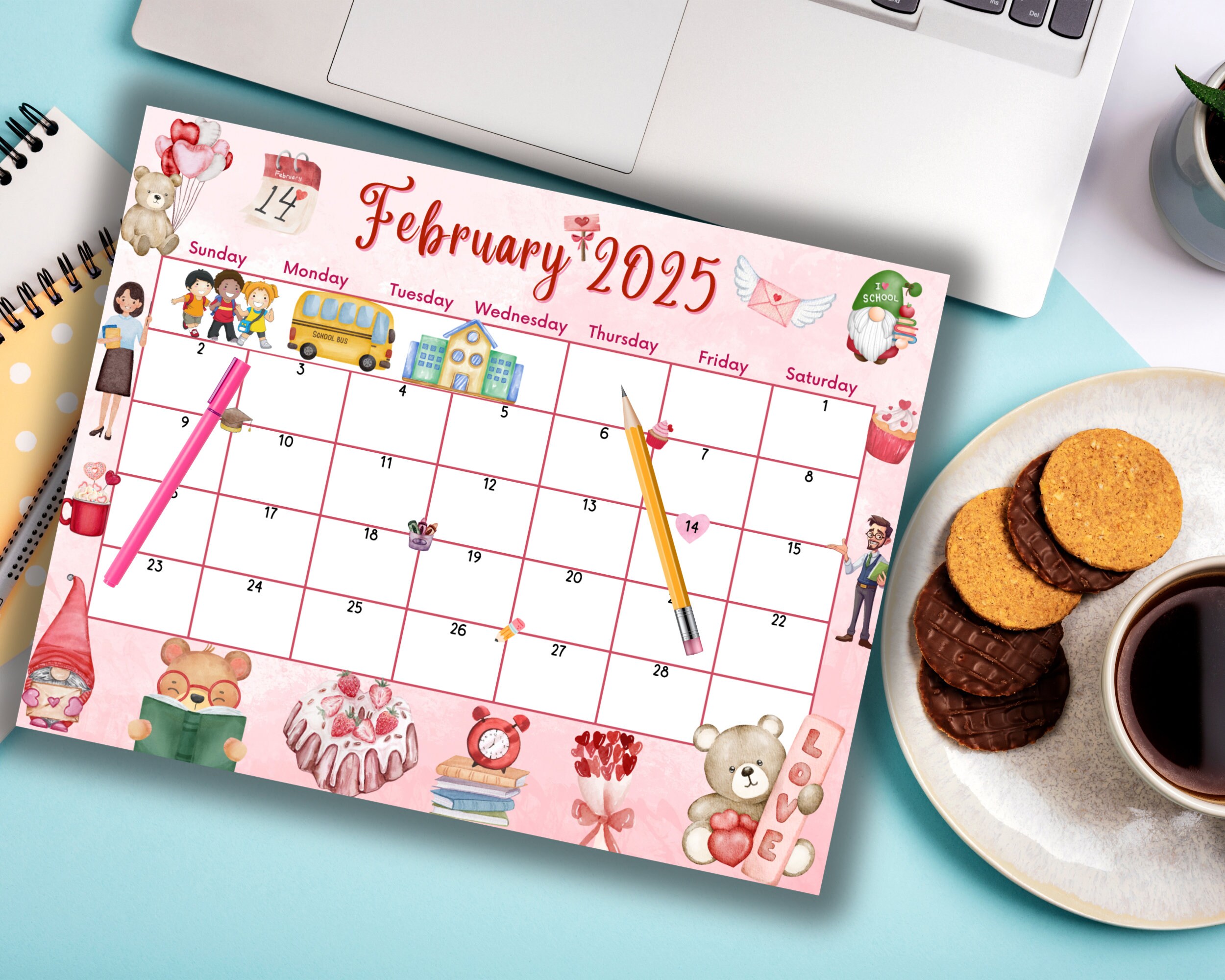 Editable Fillable February 2025 Calendar for Valentines Day, Printable ...