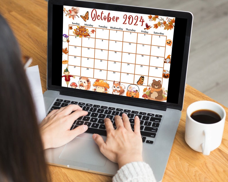 Editable Fillable October 2024 Calendar for Autumn, Fall, Happy ...