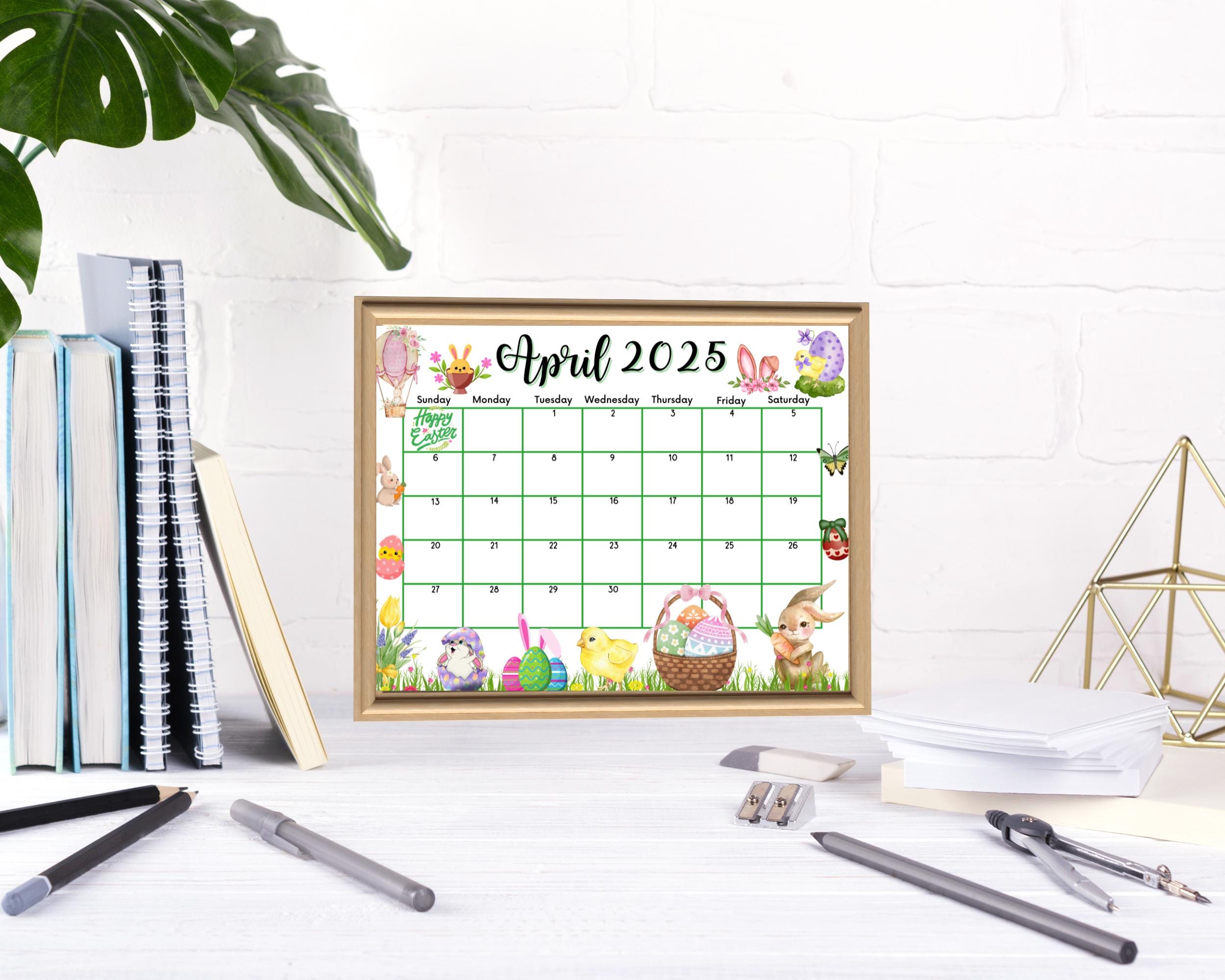 Editable Fillable April 2025 Calendar for Happy Easter With Cute ...