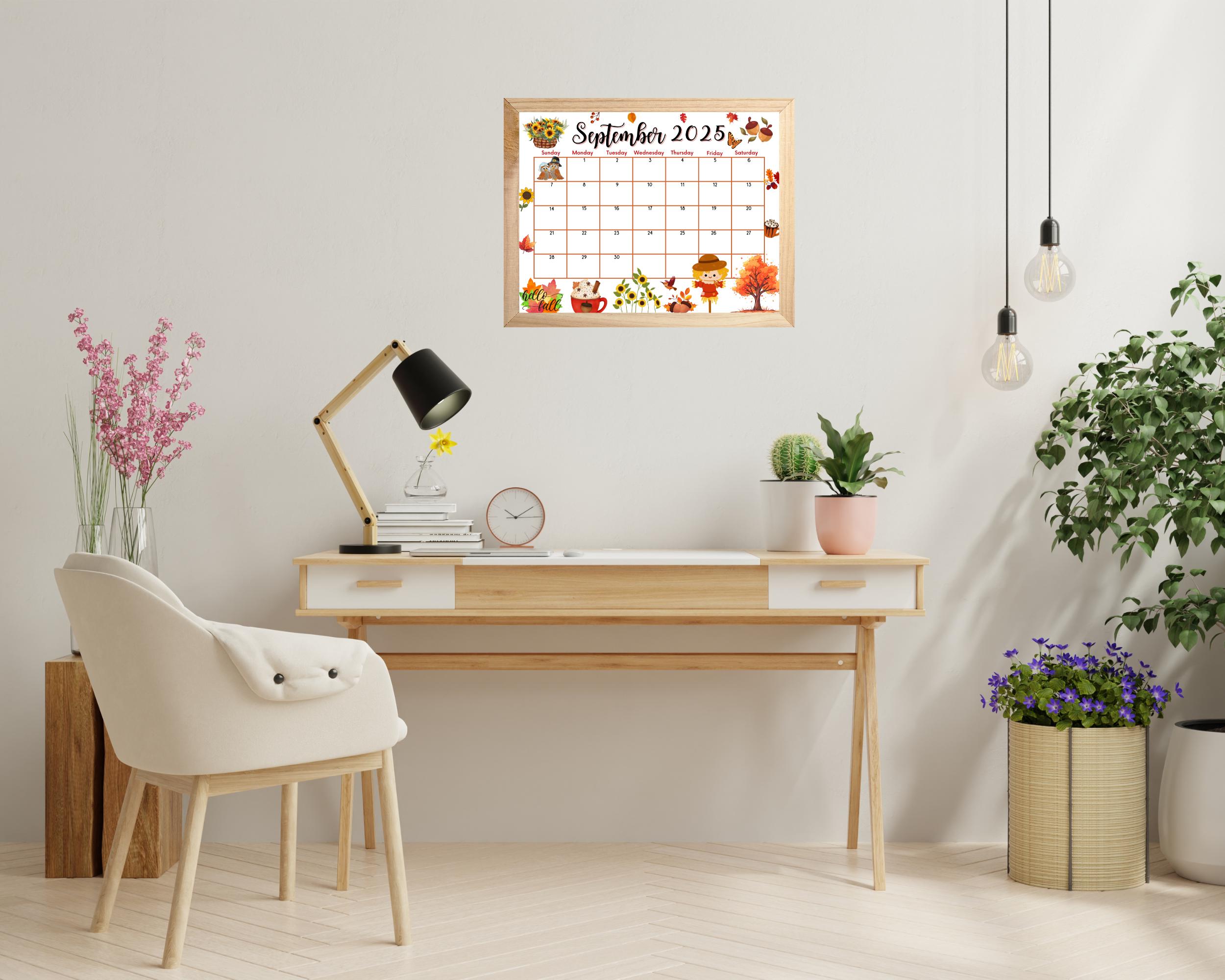 Editable Fillable September 2025 Calendar for Autumn, Fall, Back to ...