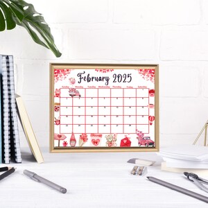 Editable Fillable February 2025 Calendar for Valentine’s Day, Digital ...