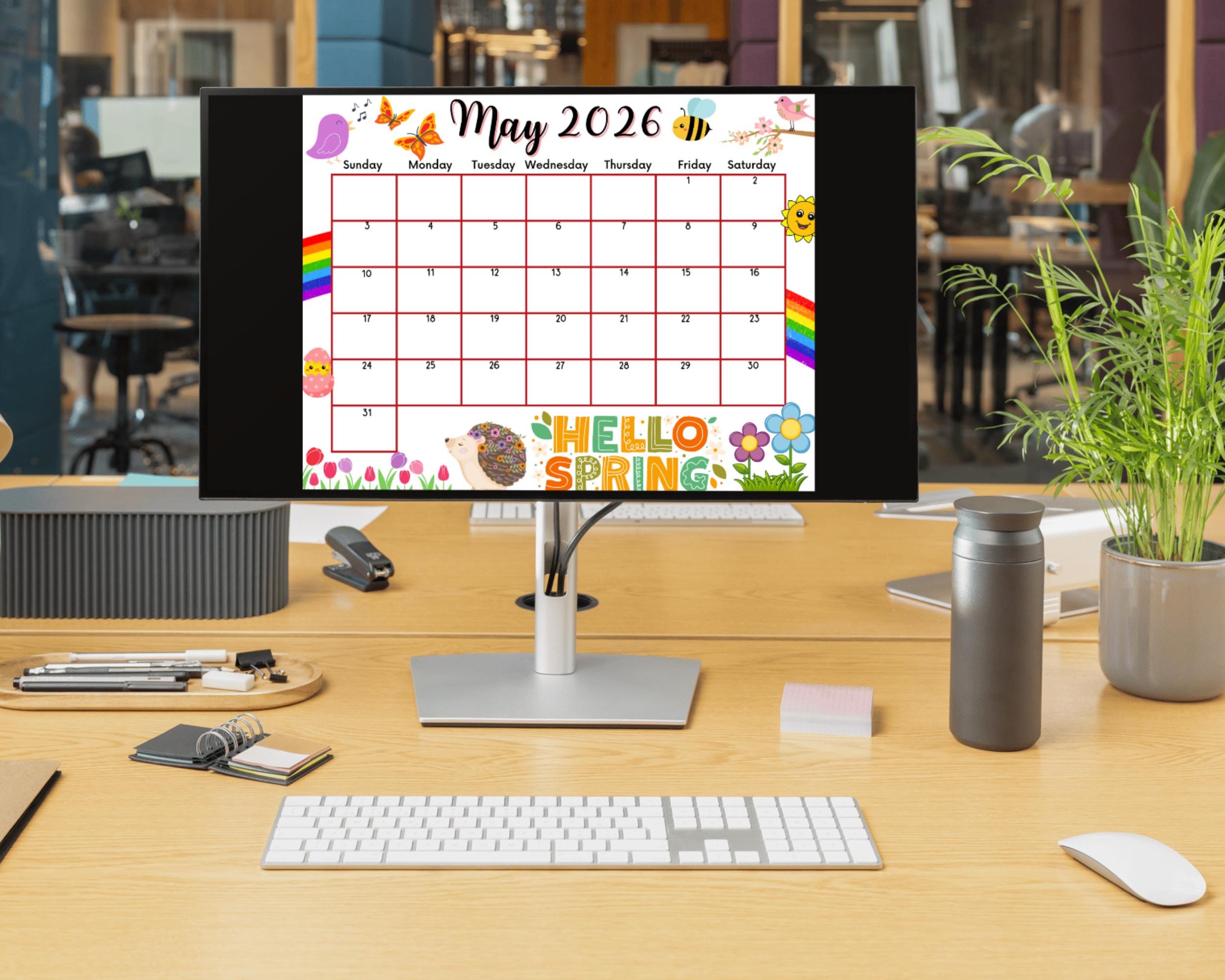 Bearbeitbarer befüllbarer Kalender Mai 2026 für Happy Spring mit ...