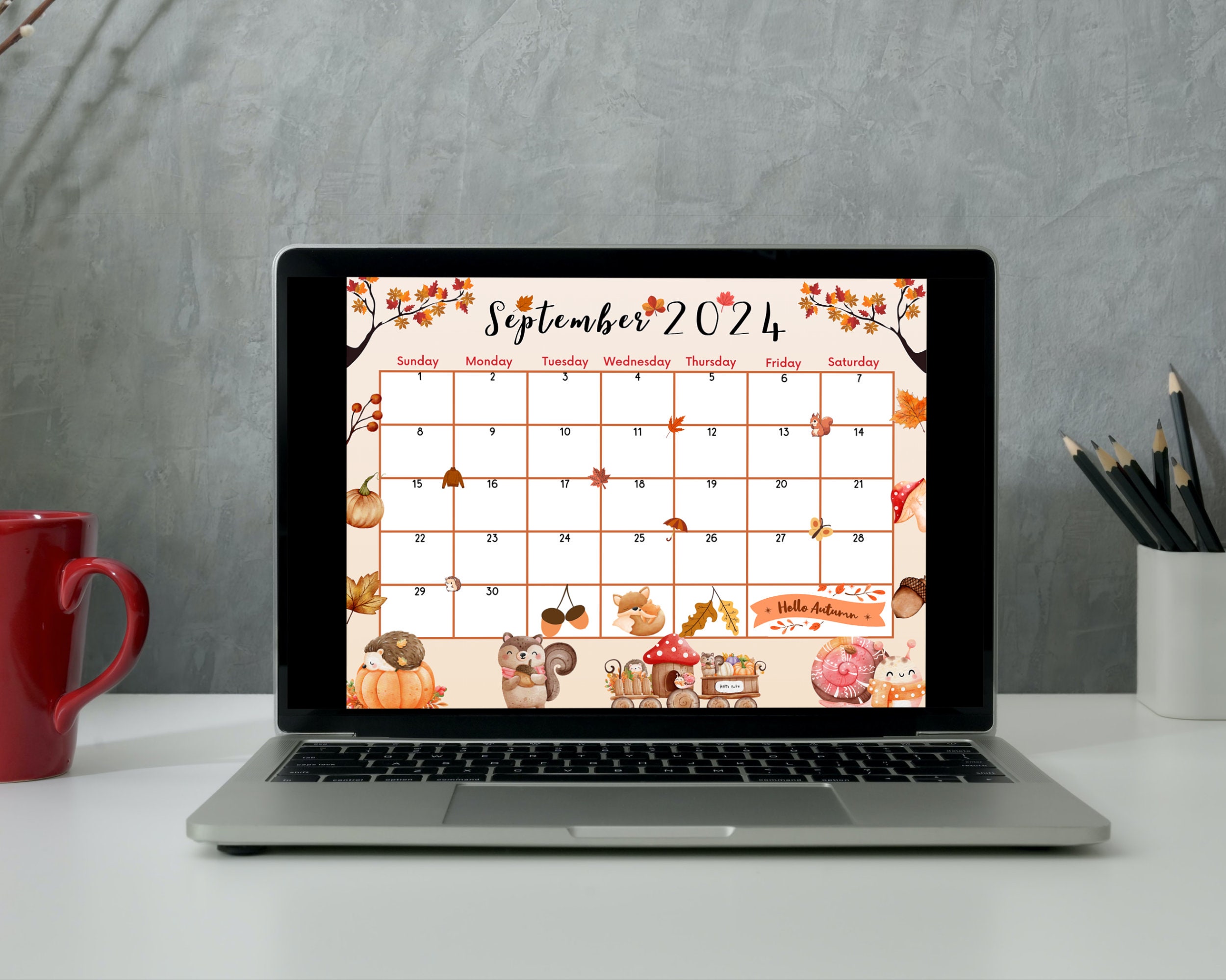 Editable Fillable September 2024 Calendar for Autumn, Fall, Back to ...