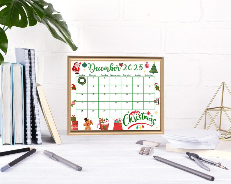 Editable Fillable December 2025 Calendar for Merry Christmas With ...