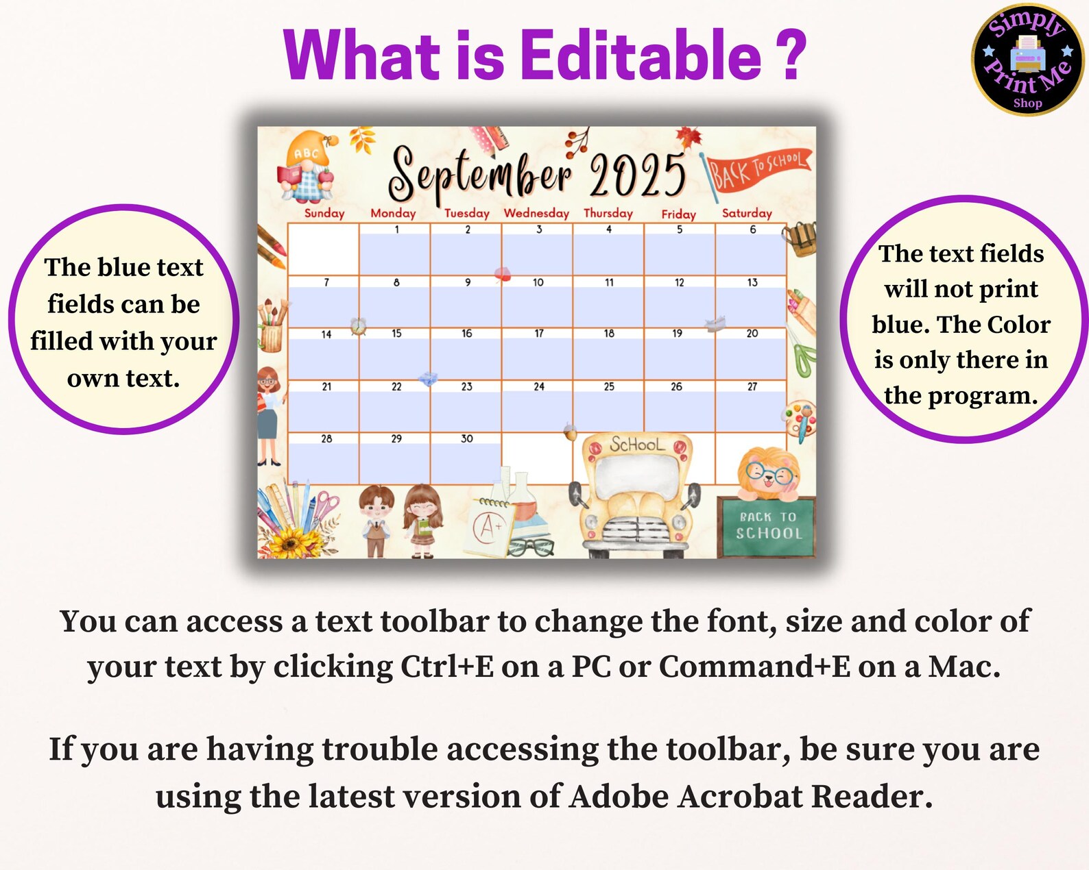 Editable School Calendar 2025-2026 From July to June, Printable ...