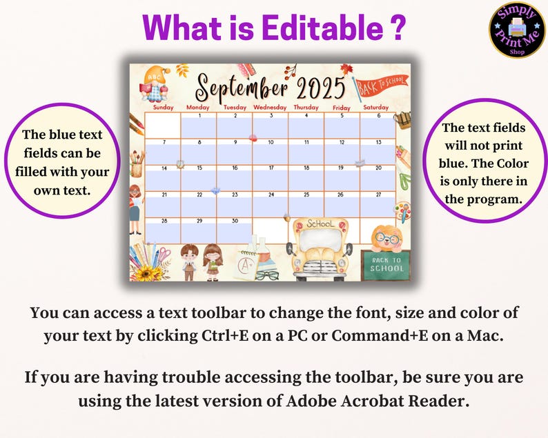 Editable School Calendar 2025-2026 From July to June, Printable ...