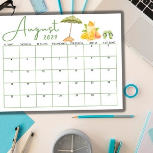 EDITABLE August 2024 Summer Calendar, Printable Classroom Planner ...