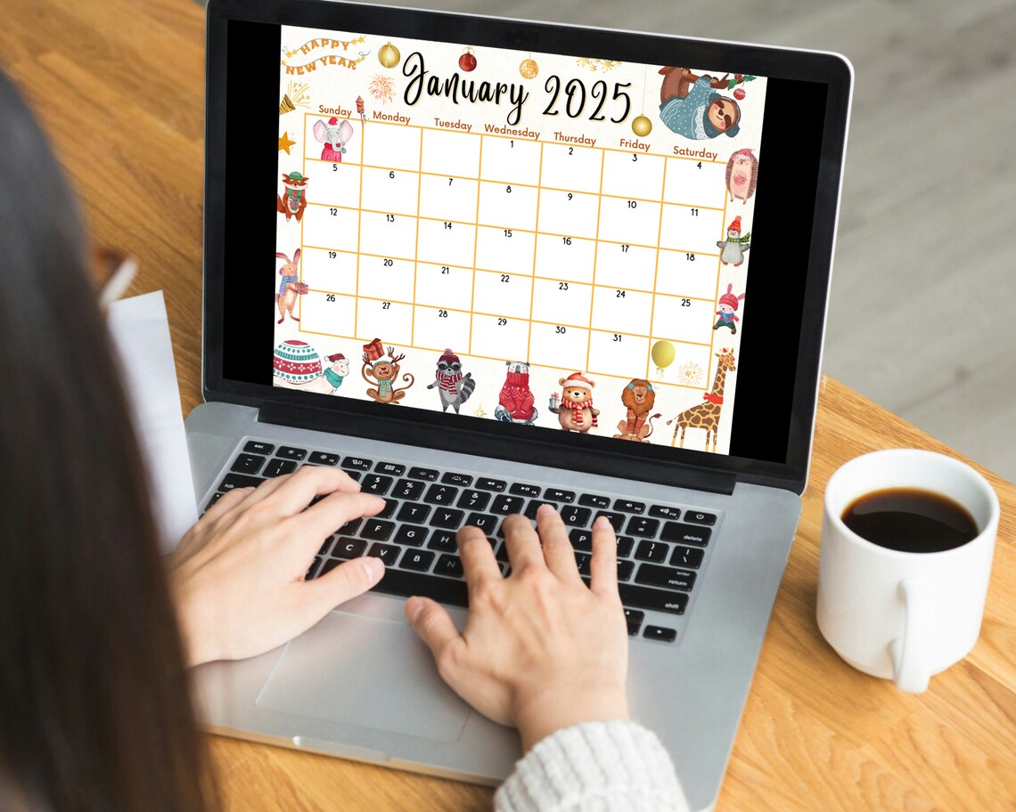 Editable Fillable January 2025 Calendar for Happy New Year, Printable ...