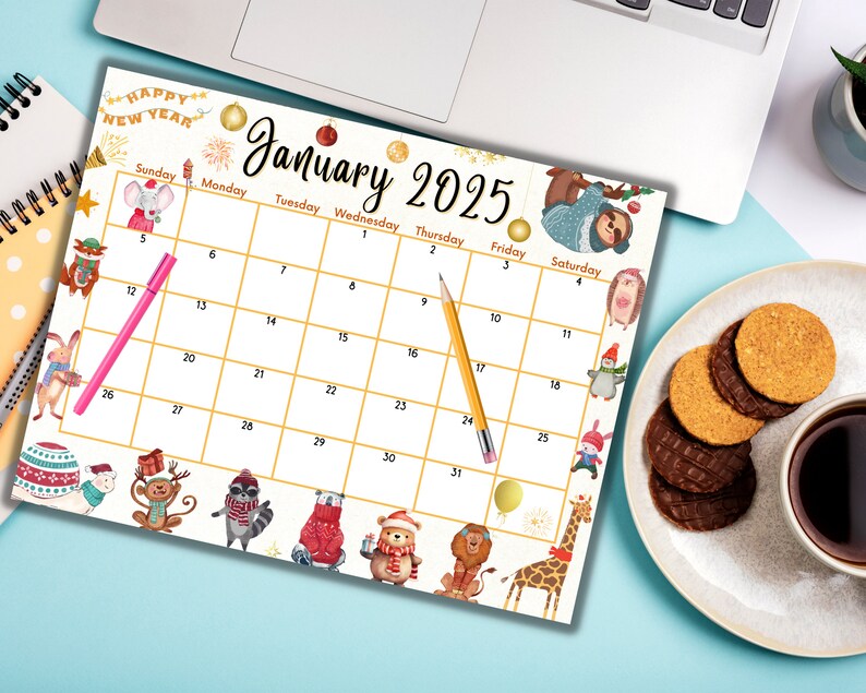 Editable Fillable January 2025 Calendar for Happy New Year, Printable ...