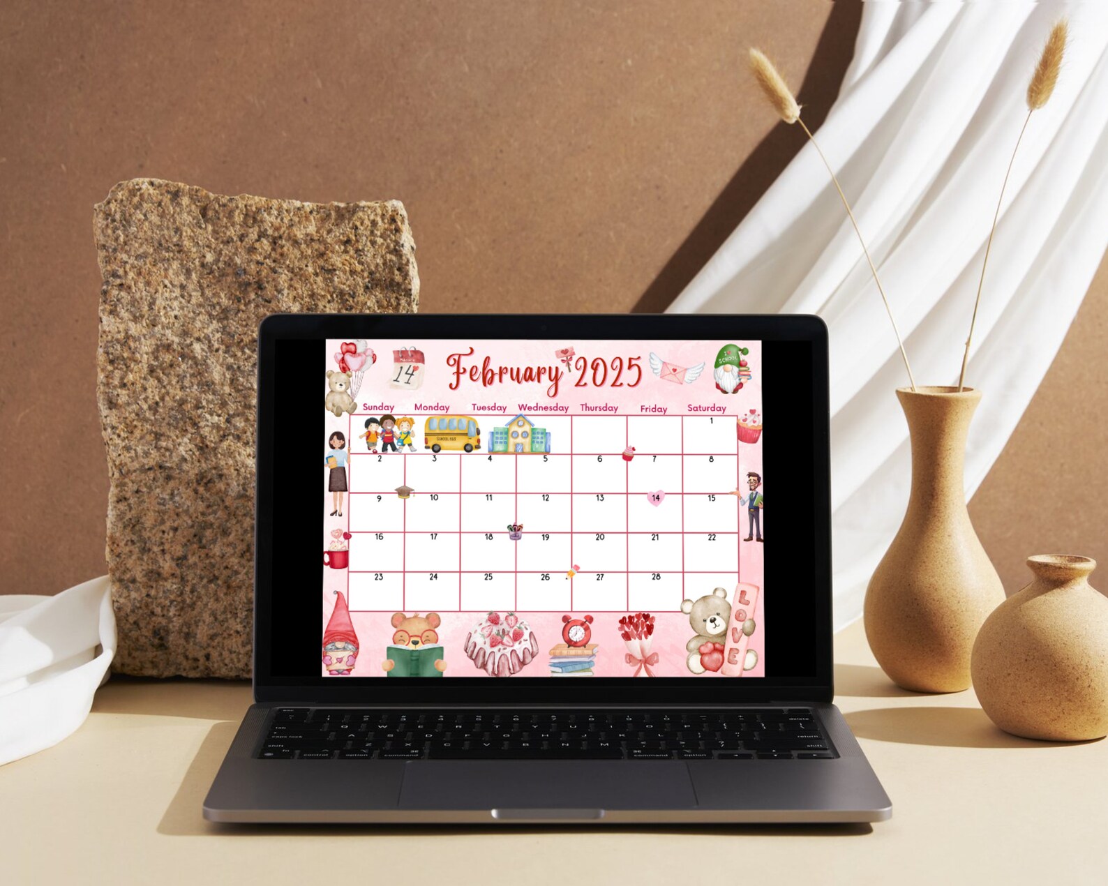 Editable Fillable February 2025 Calendar for Valentine’s Day, Printable ...