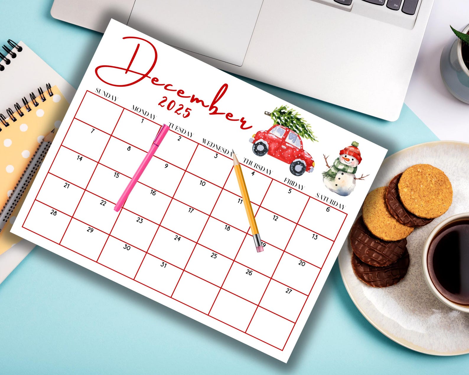 Editable Fillable December 2025 Calendar for Merry Christmas: Easy to ...
