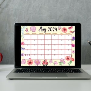 Editable Fillable May 2024 Calendar for Spring With Lovely Flowers ...