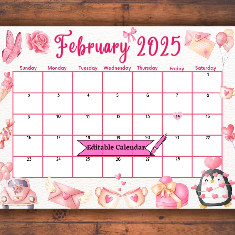 Cute February Calendar - Etsy