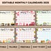 Editable Fillable Monthly Calendar 2025 Bundle From January to December ...