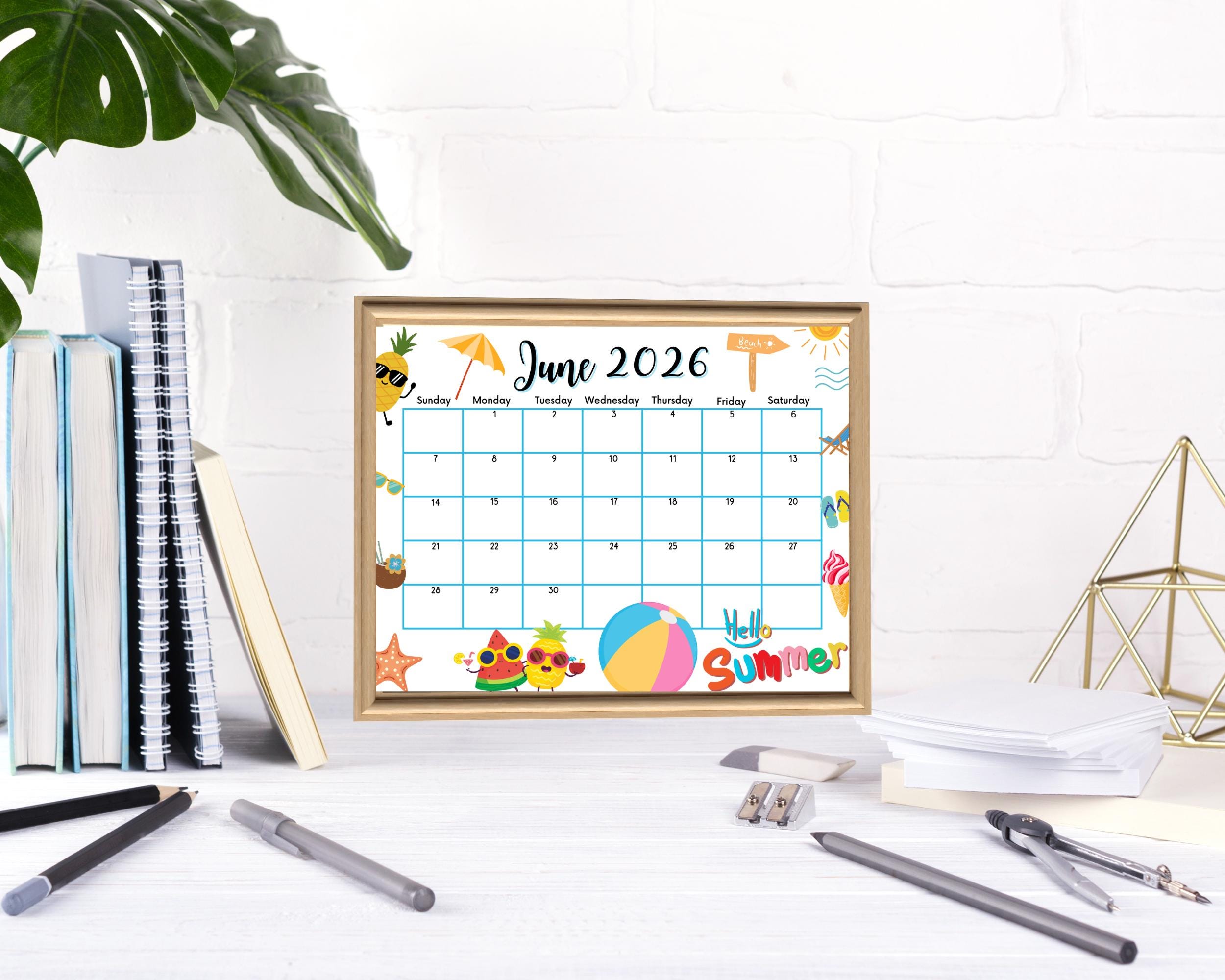 Editable Fillable School Calendar 2025-2026 From July to June ...