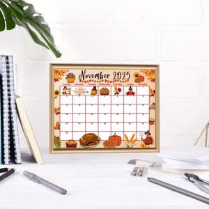 Editable Fillable November 2025 Calendar for Happy Thanksgiving ...